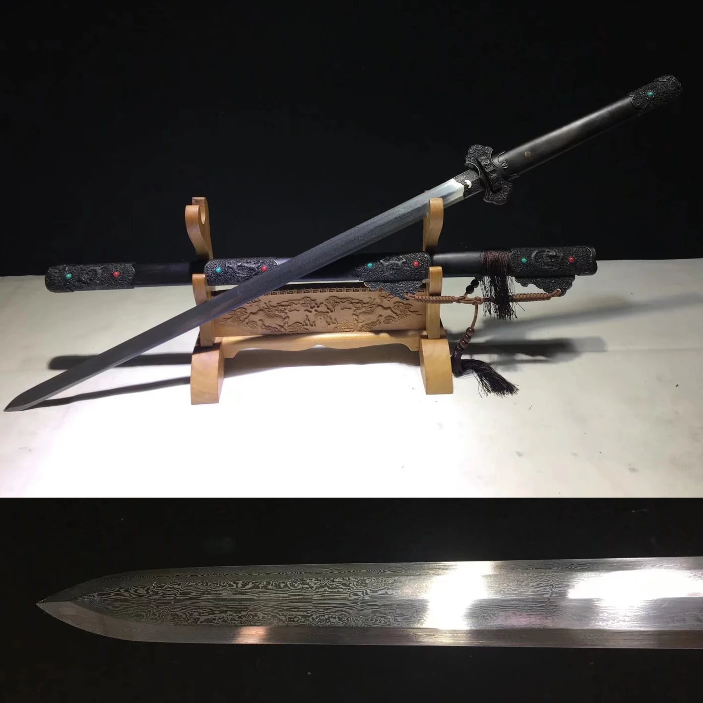 103cm-Medieval-Cloud-Qi-Scale-Tang-sword-Damascus-Steel-Samurai ...