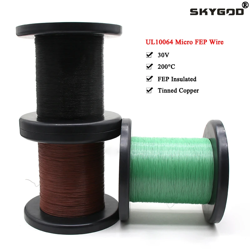 10~100M UL10064 FEP Wire 40/36/34/32/30/28/26AWG PTFE Plastic Ultra Fine Micro Litz Wires Solder ...