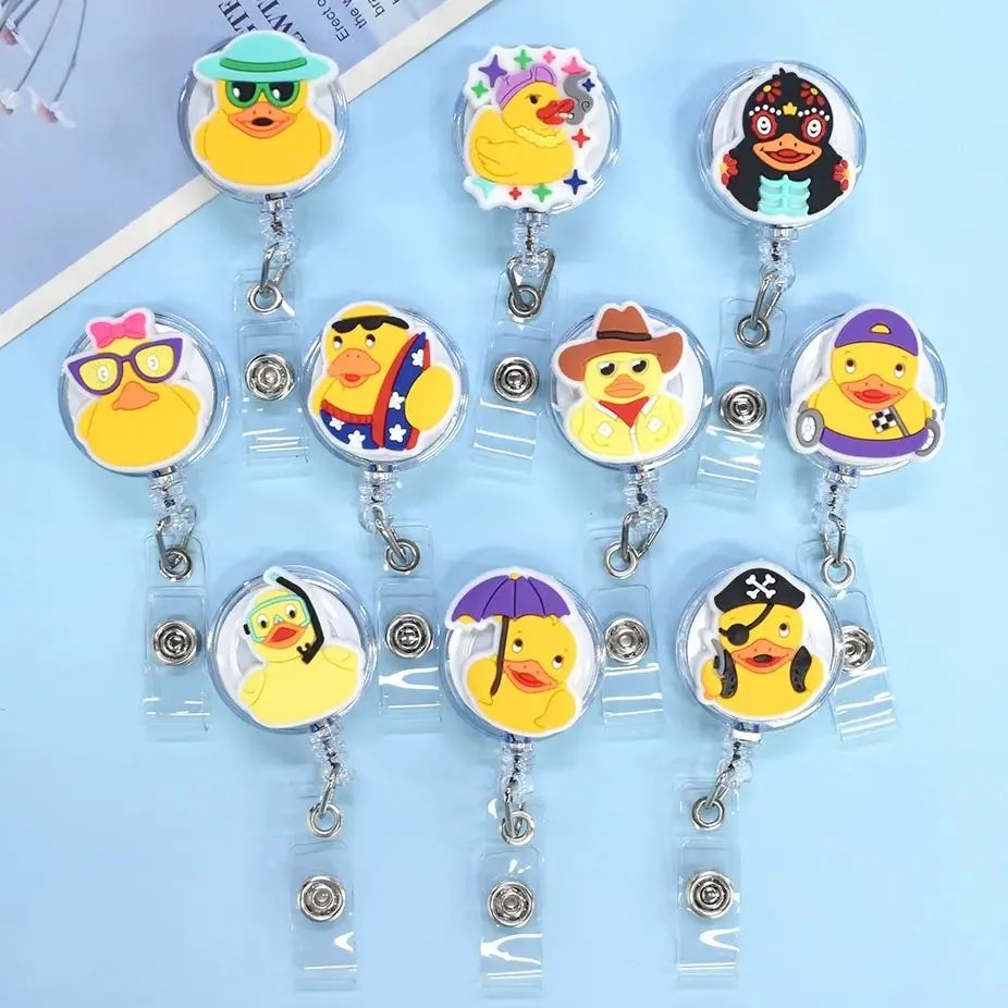 1-Piece-Cute-Yellow-Duck-Silicone-Retractable-Nurse-Badge-Reel-ID-Card ...
