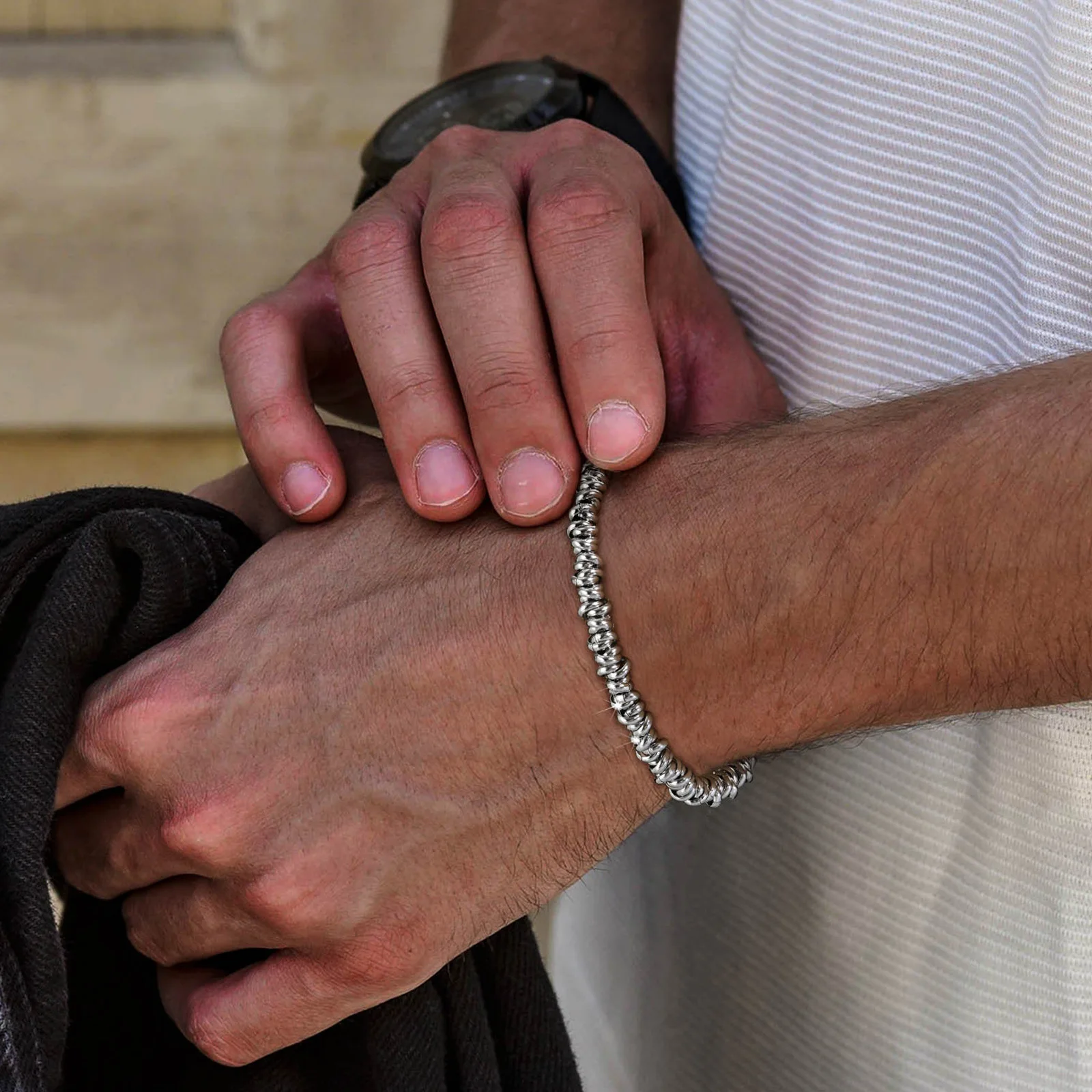 Stylish-Twisted-Chain-Bracelets-for-Men-Boys-Stainless-Steel-Irregular ...