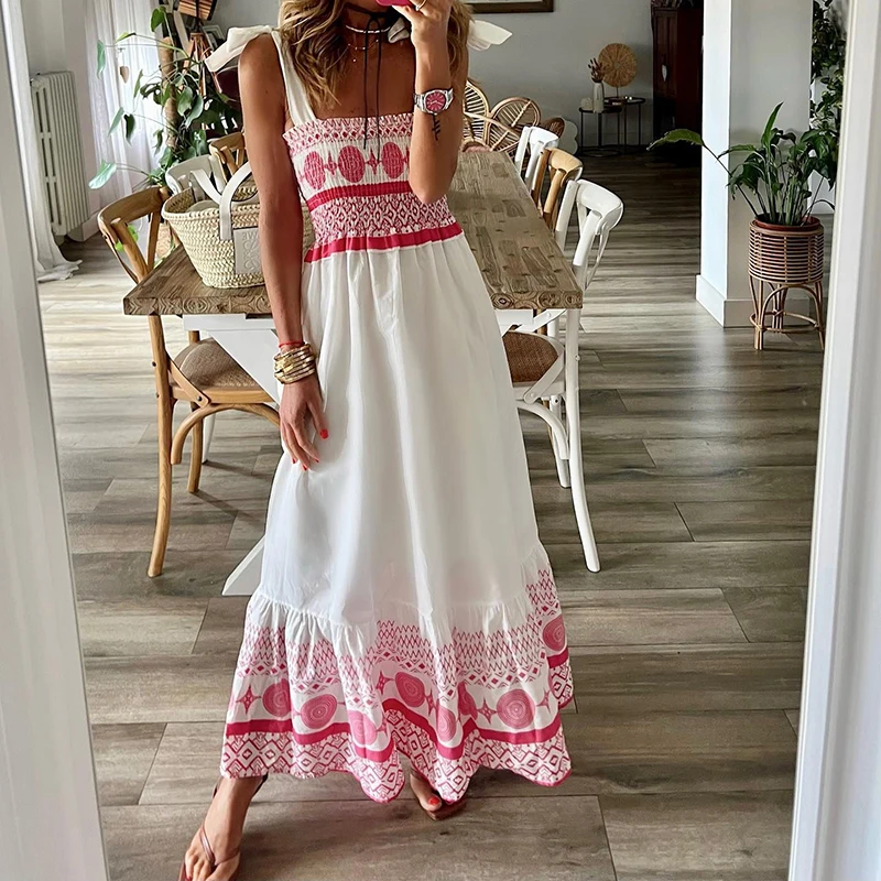 Vestido-bohemio-con-tirantes-para-mujer-prenda-elegante-con-espalda ...