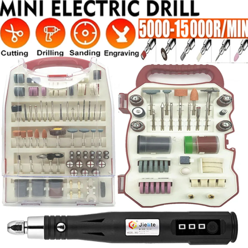 Mini Wireless Drill USB Cordless Rotary Tool Kit Woodworking Engraving ...
