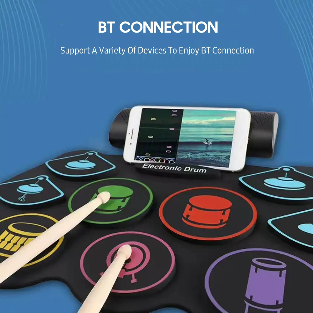 Portable-Electronic-Drum-Digital-9-Pads-Roll-up-Drum-Set-Silicone ...