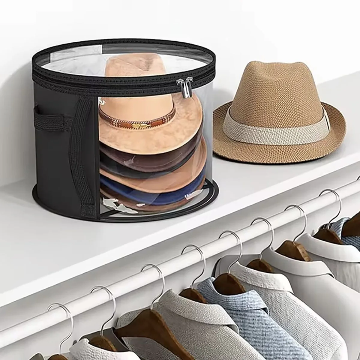Clear PVC Hat Storage Organizer With Zipper Closure, Portable Stackable ...
