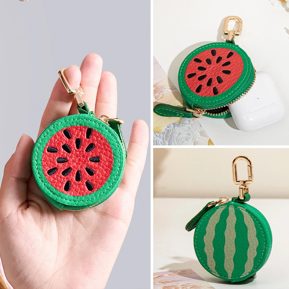 Kawaii Fruit Shape Mini Coin Purse Keychain Portable PU Leather Zipper ...