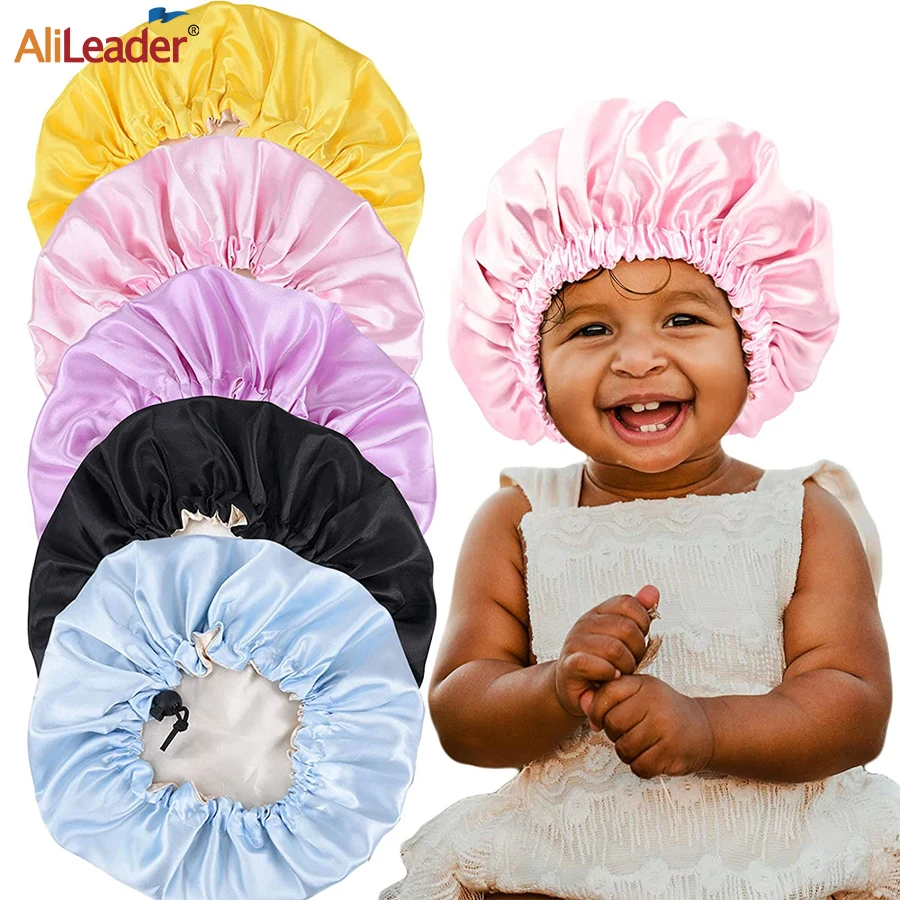 Kids-Satin-Bonnet-Night-Sleep-Caps-Adjustable-Double-Layer-Sleeping ...