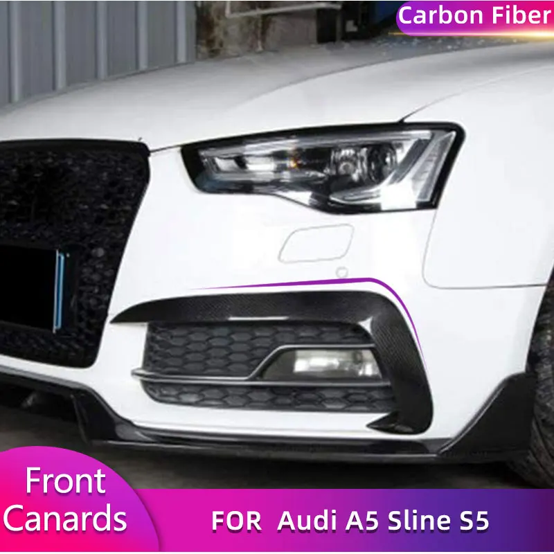 Carbon-Fiber-Front-Bumper-Fog-Lamp-Fins-Vent-Trims-for-Audi-A5-Sline-S5 ...