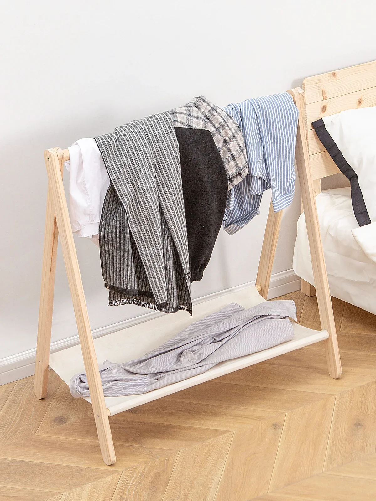 Bedroom-foldable-lazy-clothes-rack-Solid-wood-clothes-rack-by-the ...