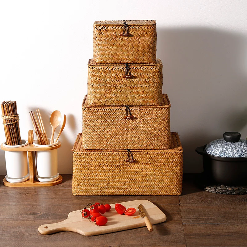 Handmade Seagrass Woven Storage Box Seaweed Storage Finishing Basket ...