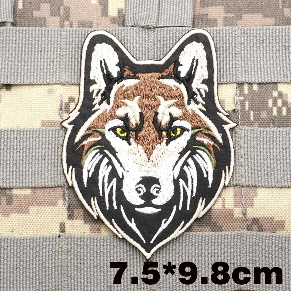 WOLF Military Tactical Embroidered Patches Armband Backpack Badge with ...