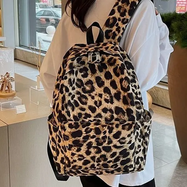 Fashion-leopard-print-Women-Backpack-Large-capacity-schoolbag-for ...