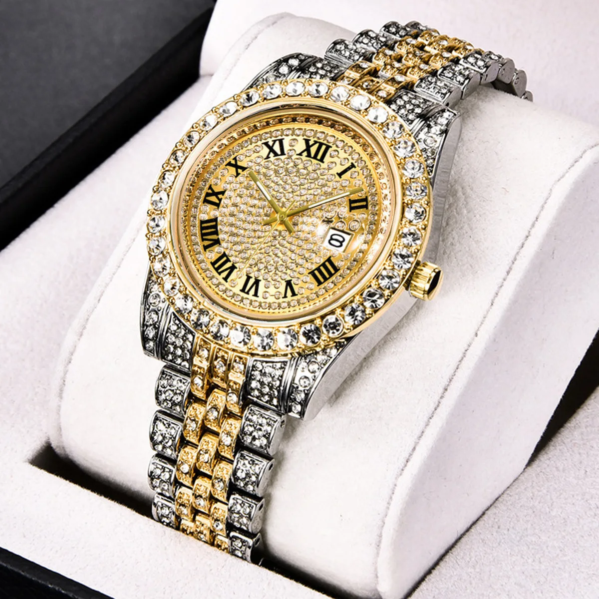 Fashion-Luxury-Brand-Quartz-Watches-Men-Hiphop-Rhinstones-Cuban-Chain ...