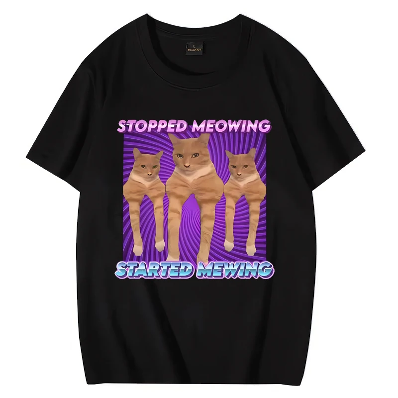 Cat-Mewing-Weirdcore-Cursed-MemeT-Shirt-High-Quality-Cute-Kawaii-print ...