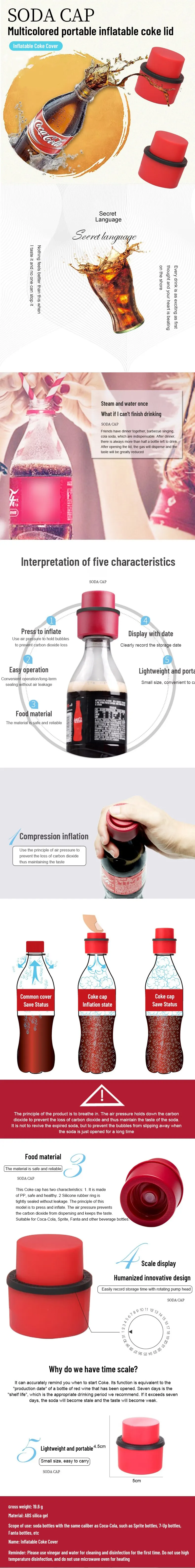 Scelleuse à pression pour Soda aéré, 5 pièces, protecteur pour boissons ...