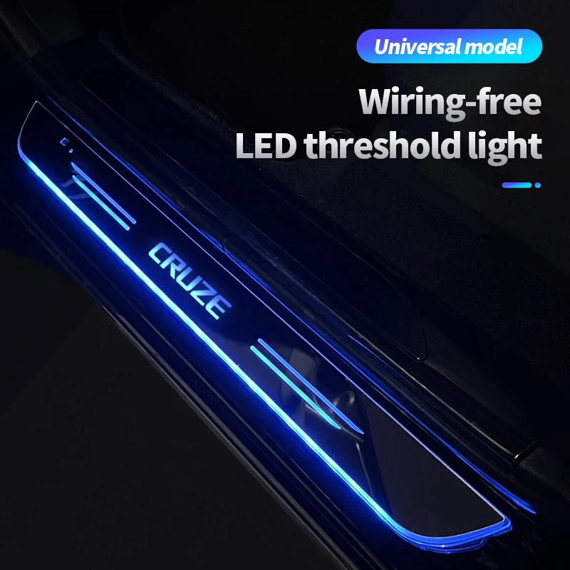 아크릴 Usb 전원 이동 Led 웰컴 페달 자동차 스커프 플레이트 페달 도어 씰 경로 조명 쉐보레 크루즈 자동차 액세서리