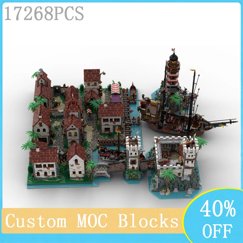 New Medieval Pirates Series MOC Ultimate Pirates Harbor Pirate Town DIY ...