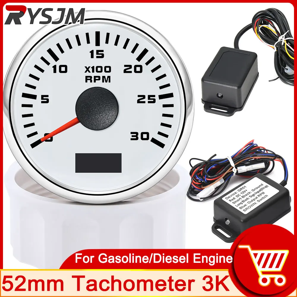 52mm-Car-Meter-Tachometer-Tach-RPM-Signal-Adapter-RPM-Gauge-0-3000RPM ...