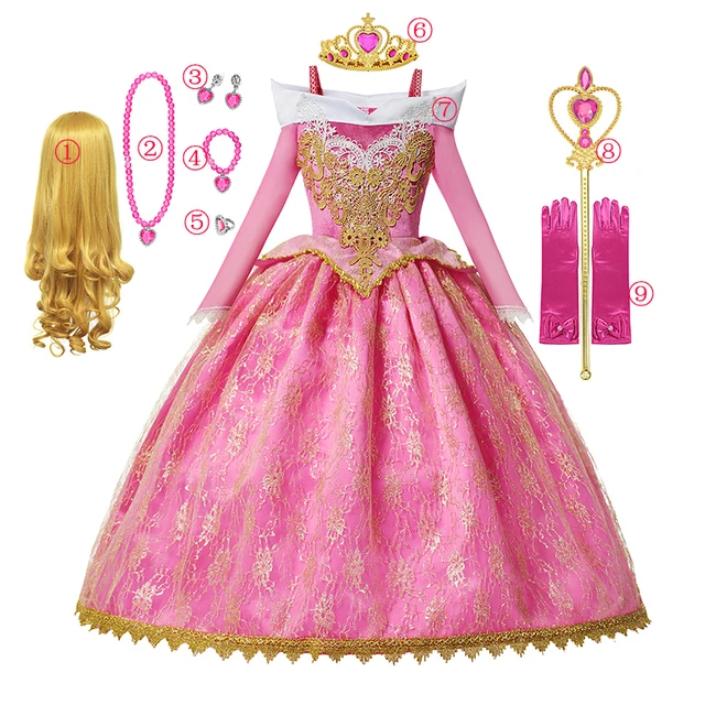 Disney Sleep Beauty Girl Costume Aurora Belle Princess Dress Children – A2Zee Store