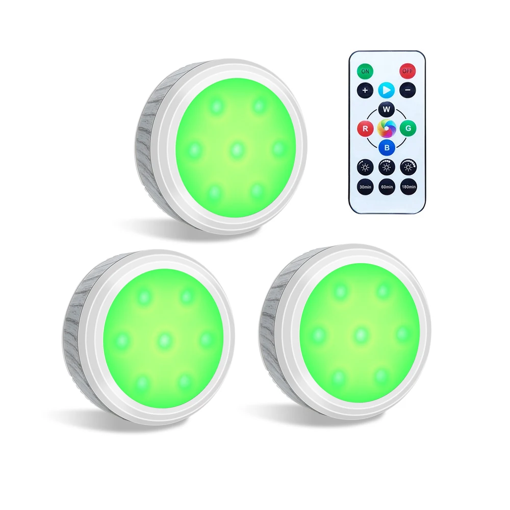 Battery Powered Mini Led Puck Light 80MM RGB Color Changing Indoor ...