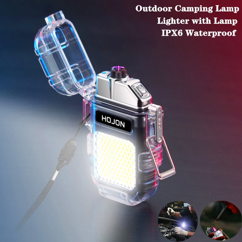 Electric lighter Luminous Windproof Plasma Dual ARC Lighters Rechargeable USB Lighter Waterproof ...