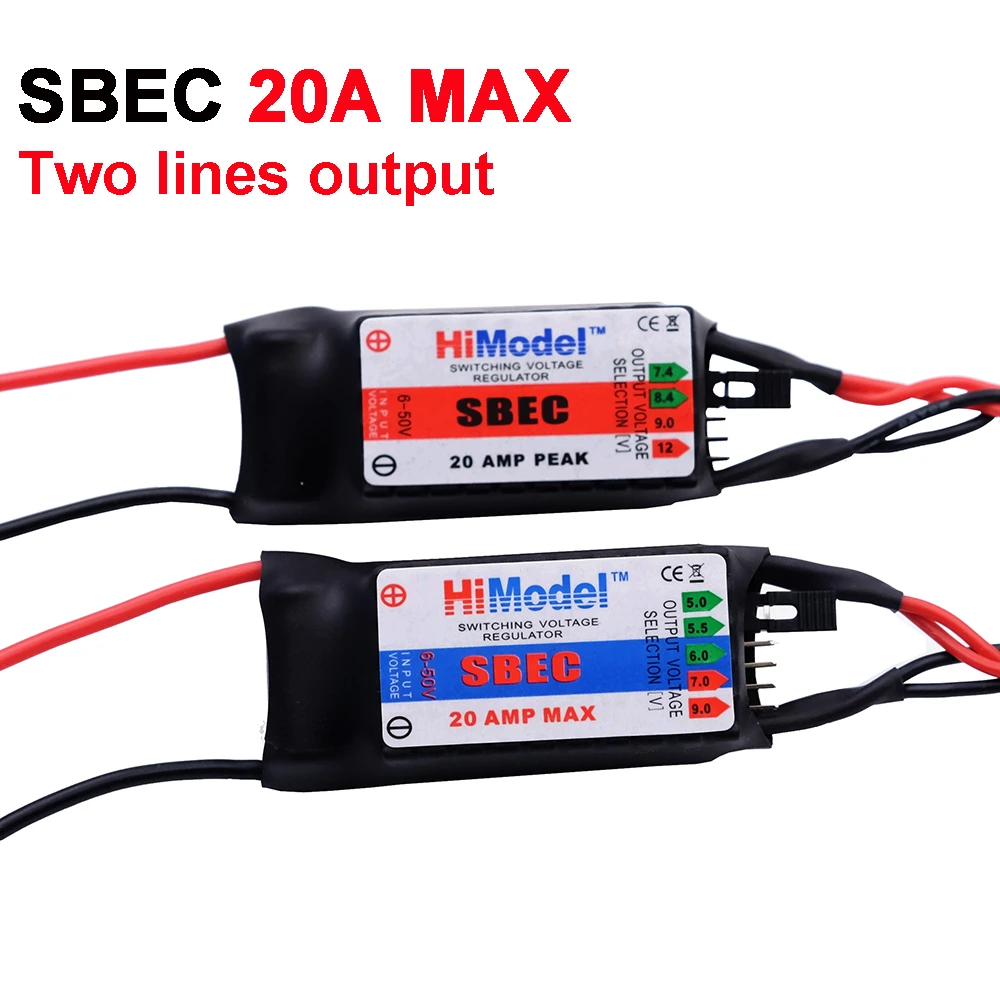 20A 스위칭 전압 레귤레이터 SBEC UBEC 2 12s 입력 2 라인 5.0V/7.4V/8.4V/9V/12V 출력 RC 비행기 자동차 보트 DIY 모델|부품 & 액세서리 ...