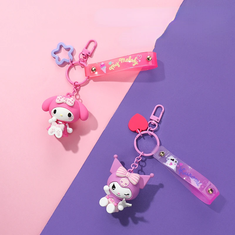 Original Miniso Kawaii Sanrio Keychain My Melody Kuromi Pendant Keyring ...