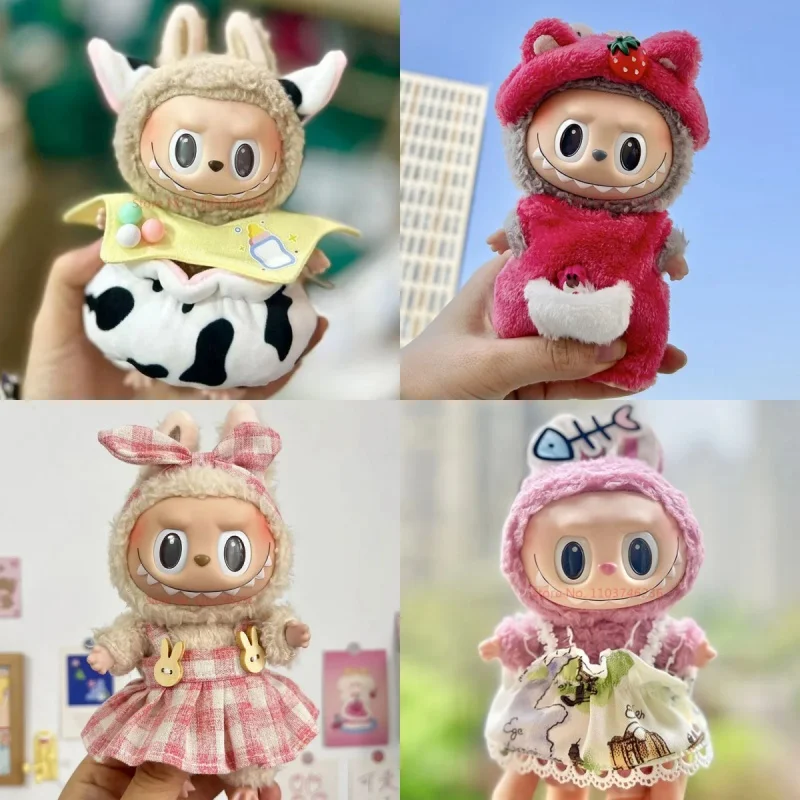 Hot-Labubu-17cm-Doll-Only-Clothes-Strawberry-Bear-Little-Cow-Candy ...