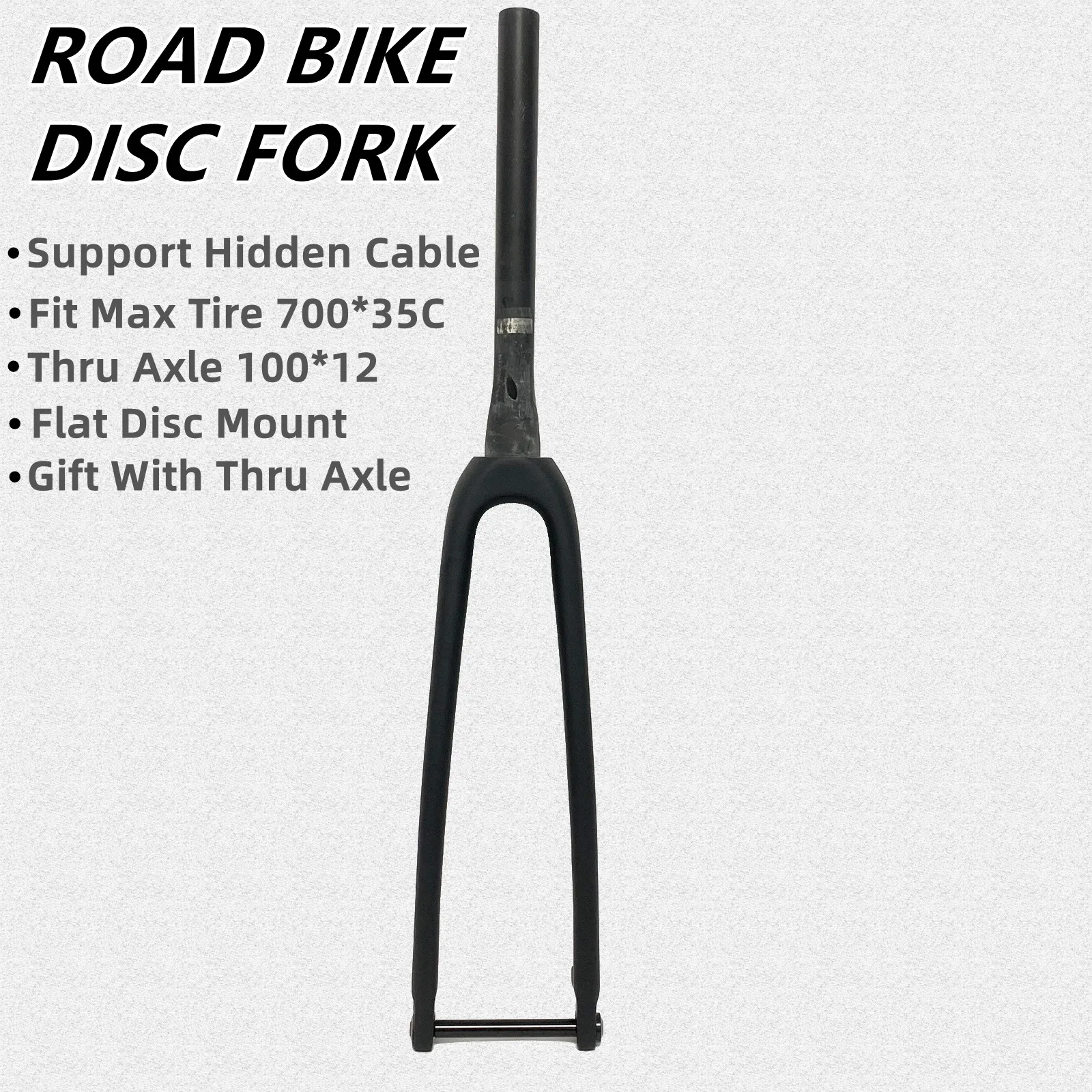 Carbon-Road-Bike-Fork-Thru-Axle-100-12mm-Carbon-Fork-28-6-Flat-Mount ...