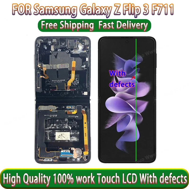 100-work-Super-AMOLED-Screen-For-Samsung-Z-Flip3-LCD-SM-F711U-F711B ...