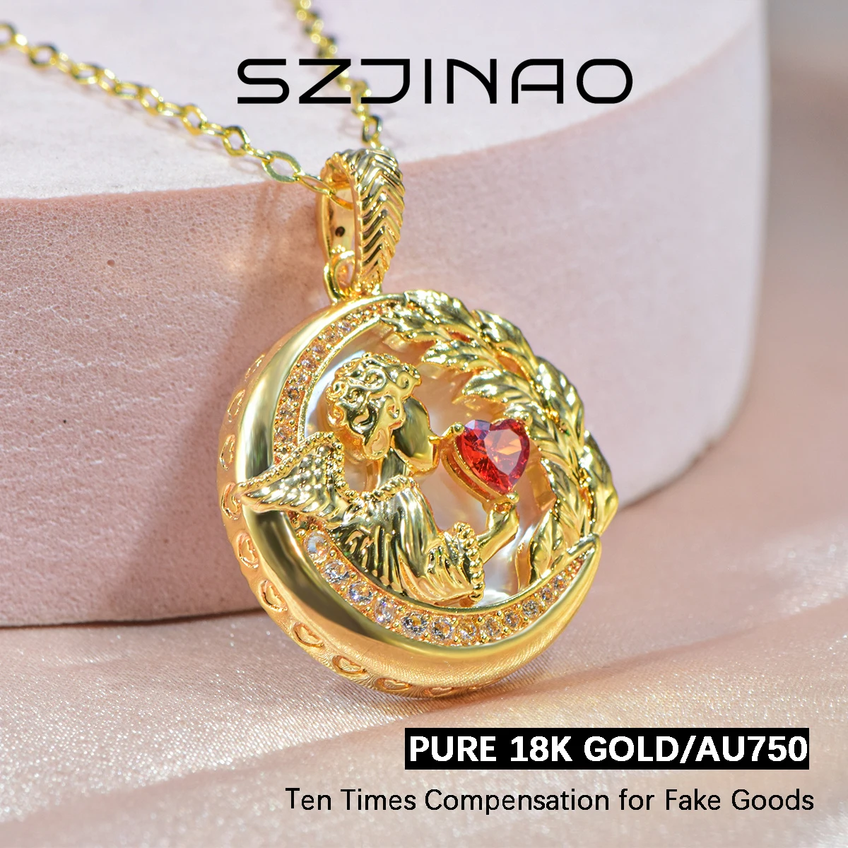 Pendentif-ange-en-or-18-carats-pour-femme-bijoux-en-forme-de-c-ur ...
