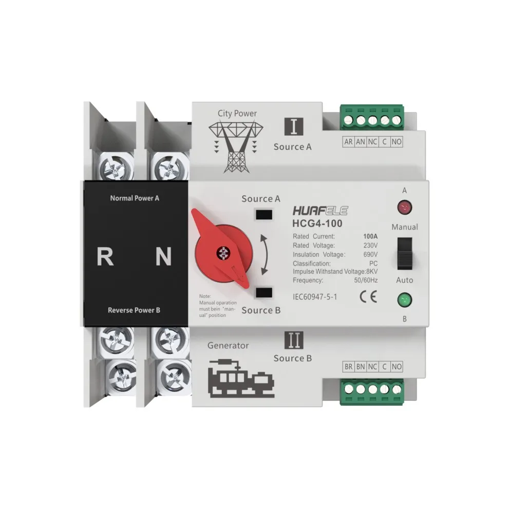Din Rail 2P 3P 4P ATS Dual Power Automatic Transfer Switch Selector ...