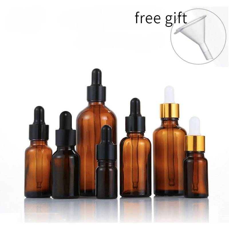 1pc/Lot 5-100ml Brown Dropper Sub-Bottle Essential Oil Bottle Essence Bottle Dropper Brown Shade ...