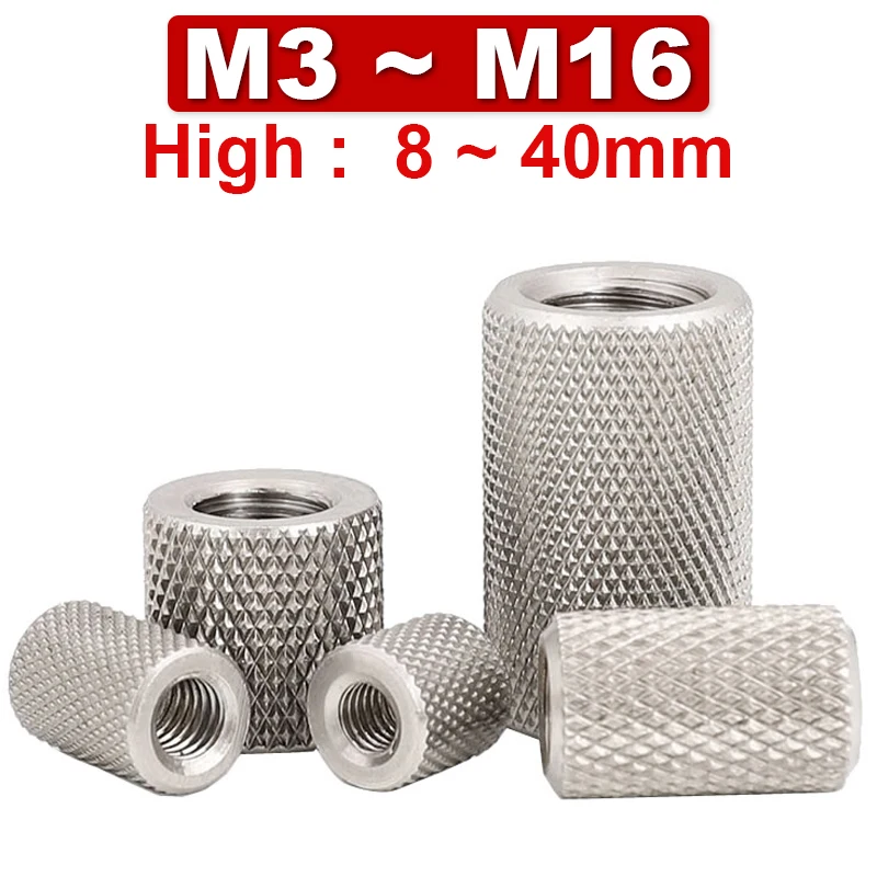 1-5Pcs-Cylindrical-knurled-hand-screw-nut-mesh-nut-flat-head-adjustment ...