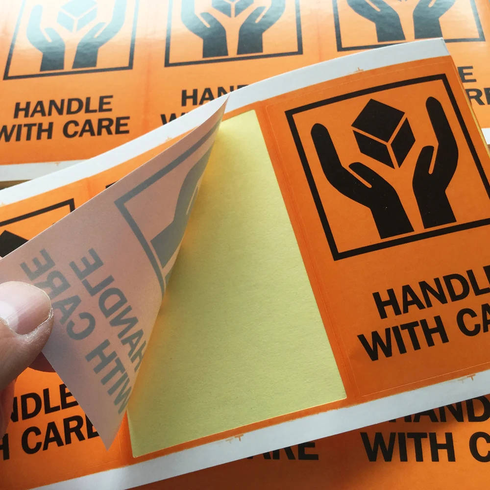 100pcs 51x76mm HANDLE WITH CARE Label Cargo Protection Sticker Shipping ...