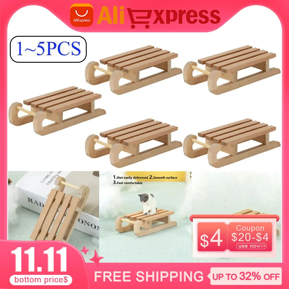 Mini-Miniature-Sledge-Handmade-1-12-Wooden-ModelSnow-Sled-Home-Decor ...