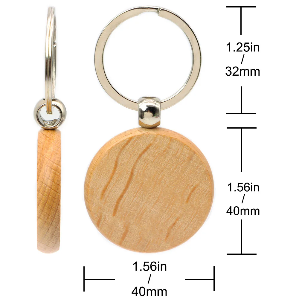 Wooden-Keychain-10-20-100Pcs-Record-Closure-Round-Engraving-Keyrings ...