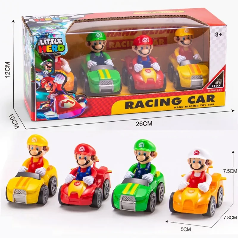 4pcs-set-Super-Mario-Bros-Karting-Model-Car-Toys-Kawaii-Anime-Figure ...