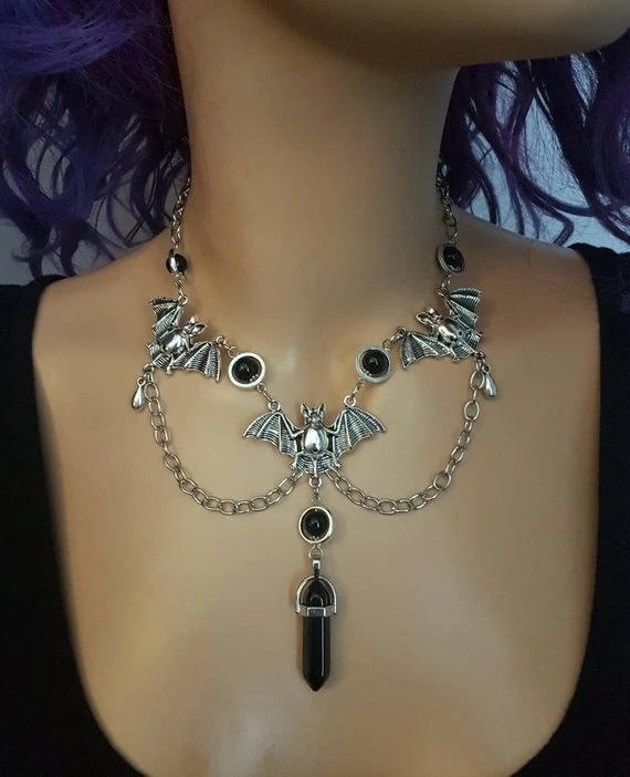 Gothic Bat Necklace, Halloween necklace, Vampire Bat Necklace, Gothic ...
