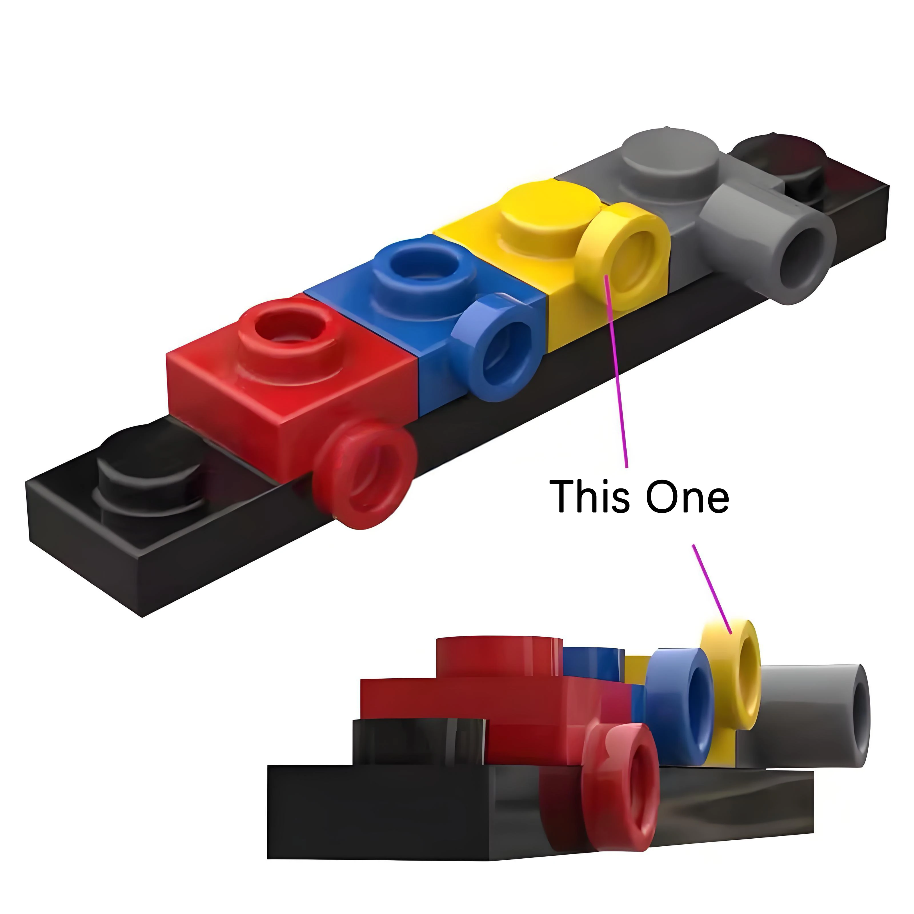 Plate 1x1 with 1 Special Hole On One Side Upwards Building Block Brick ...
