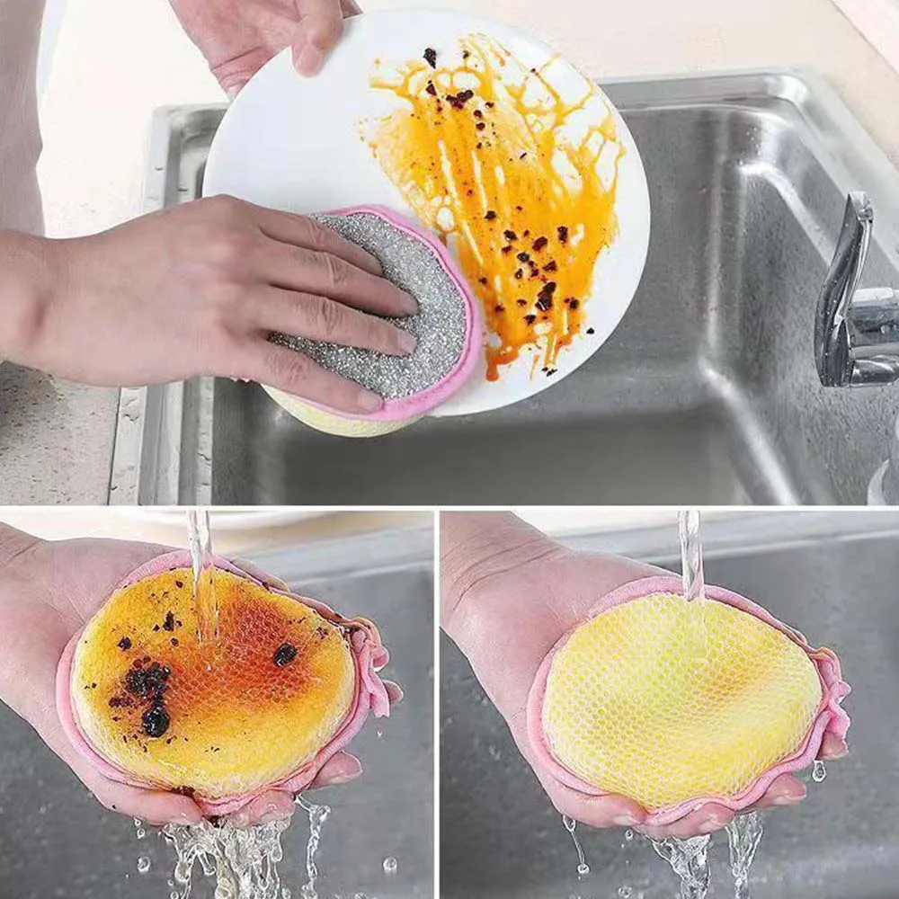 3-5pcs-Dishwashing-Sponge-Double-Side-Dish-Reusable-Washing-Brush-Pan ...