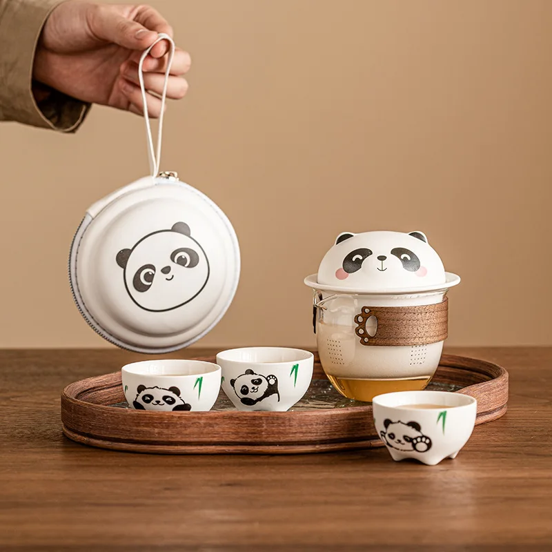Tuan Tuan Panda Glass Quick Cup Portable Outdoor Camping Travel Tea Set ...