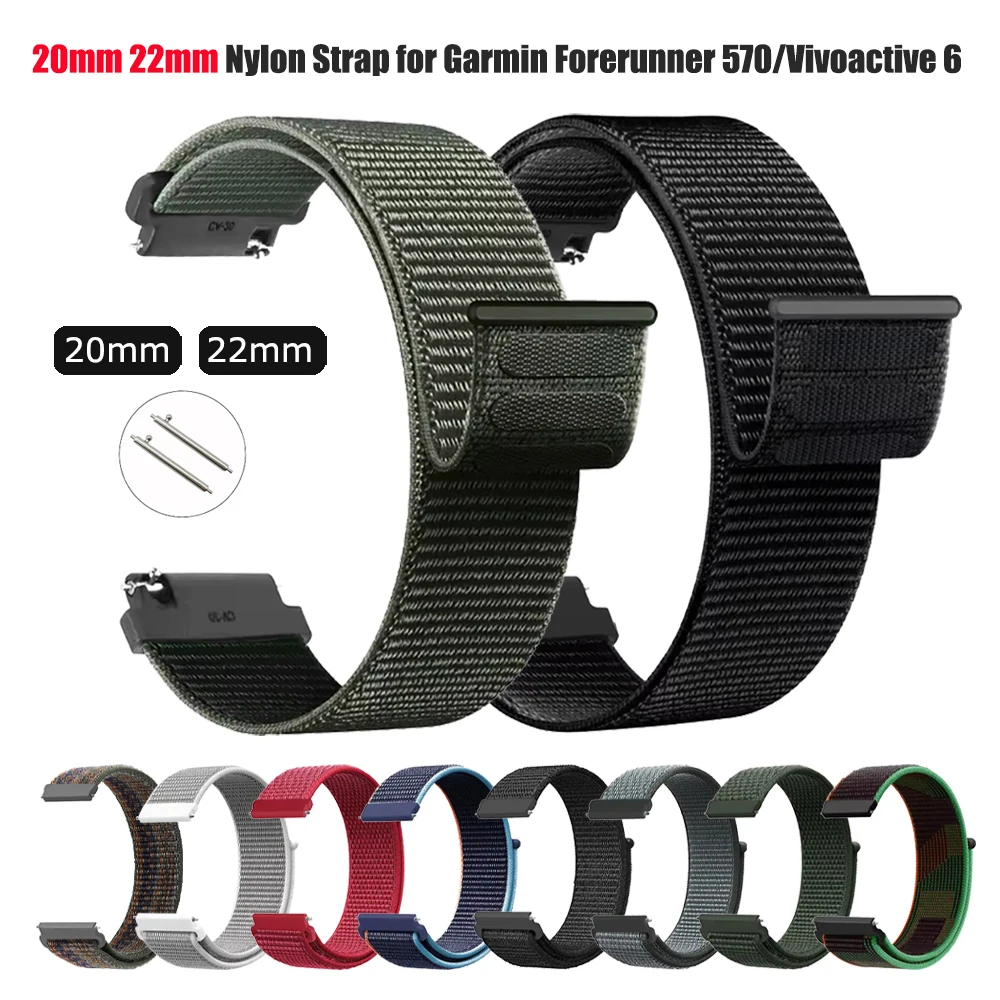 22mm 20mm Nylon Strap For Garmin Forerunner 570 42mm 47mm Watchband ...