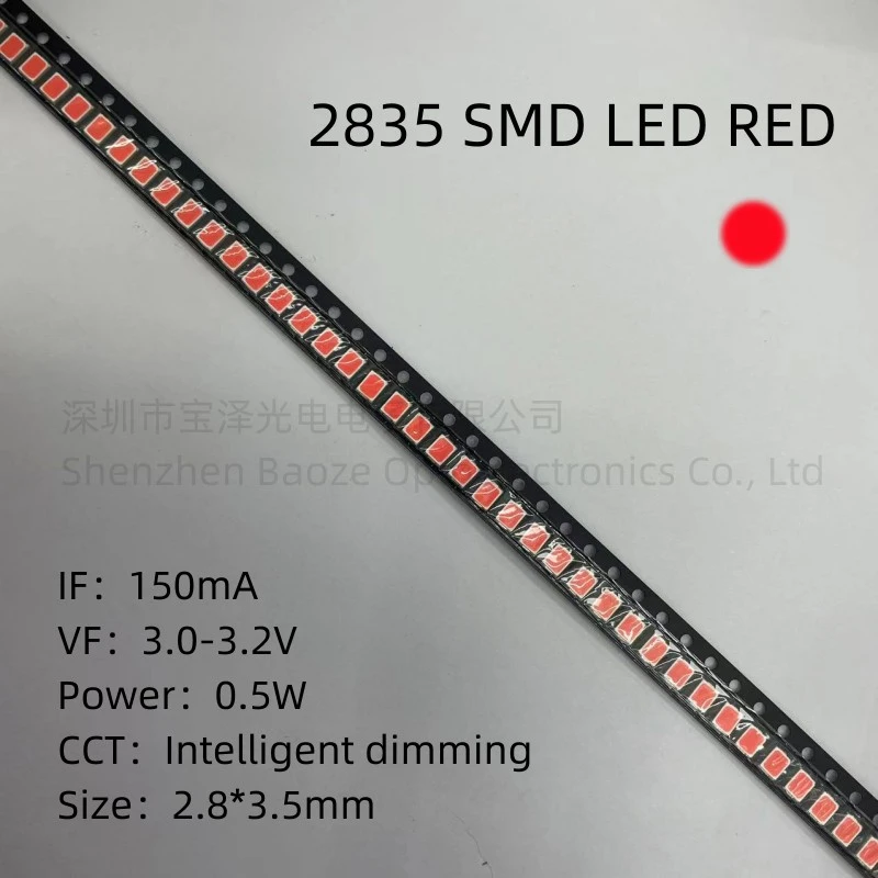 0.5W 2835 SMD LED 3V Red Intelligent dimming 2.8*3.5mm High brightness ...