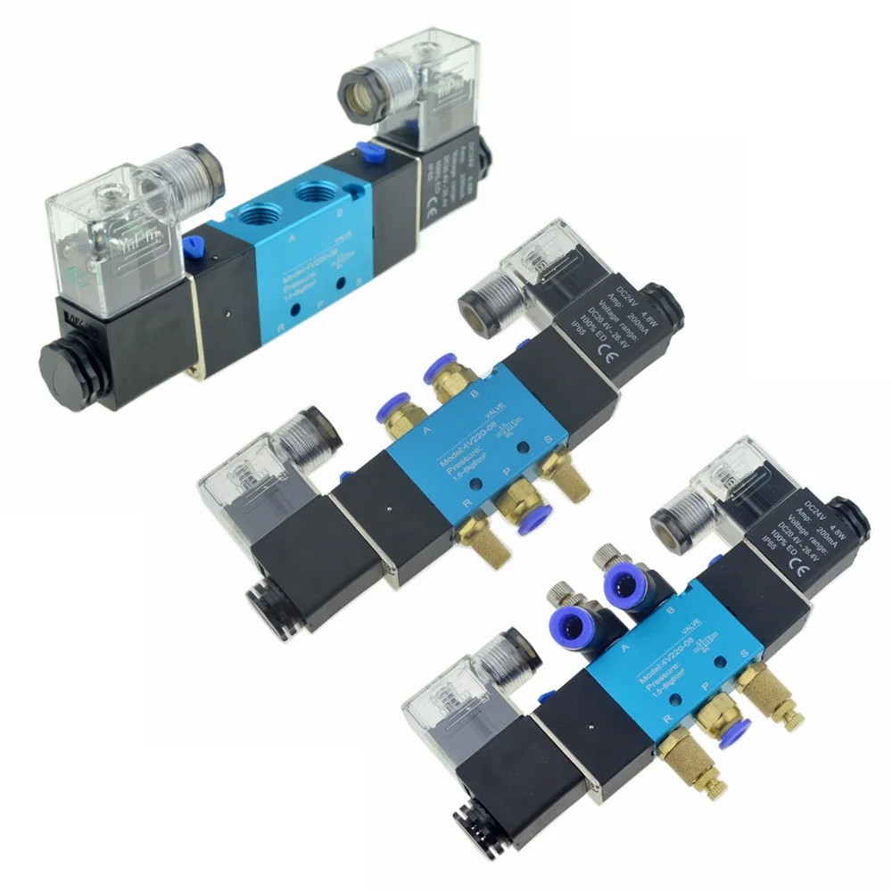 Double-Control-2-Position-5-Way-Pneumatic-Electric-Solenoid-Valve-12V ...