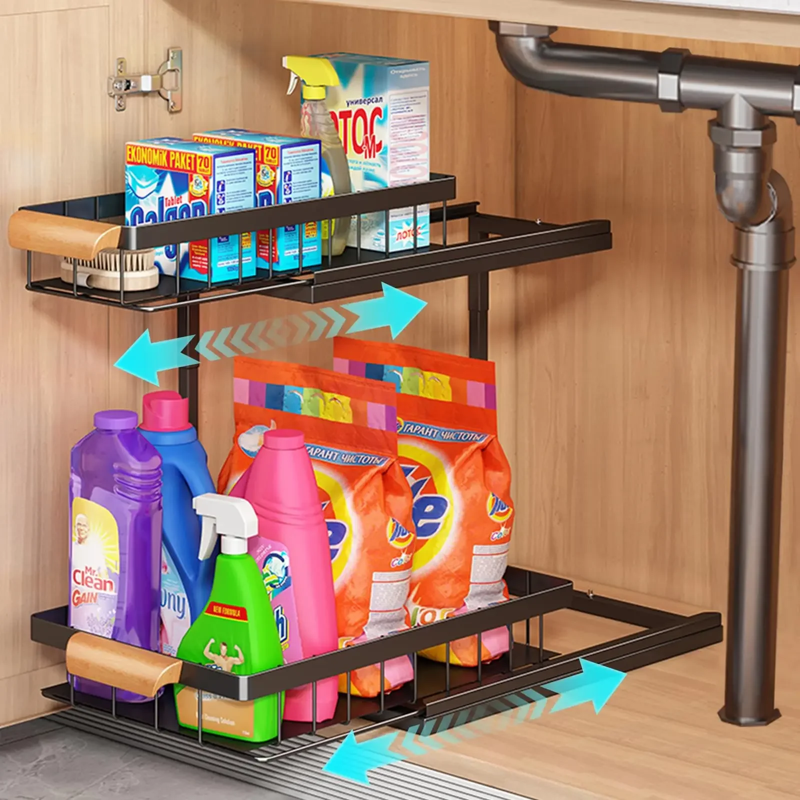 Under-Sink-Organizer-and-Storage-Pull-out-Cabinet-Organizer-Shelf-Metal ...