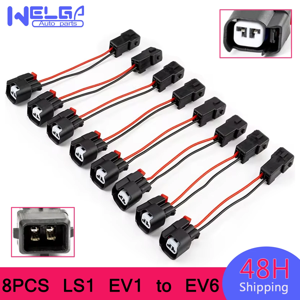 8PCS-LS1-EV1-to-EV6-USCAR-adapter-Adapts-LS2-LS3-LSX-LT1-Fuel-Injector ...