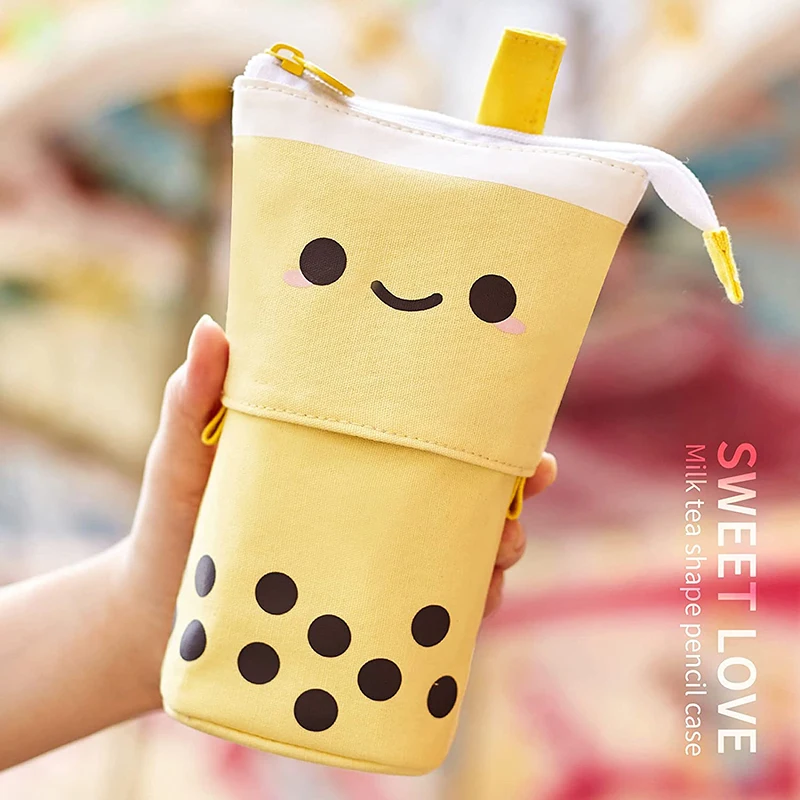 Telescopic-Pen-Bag-Pencil-Storage-Holder-Cute-Boba-Milk-Tea-Makeup ...