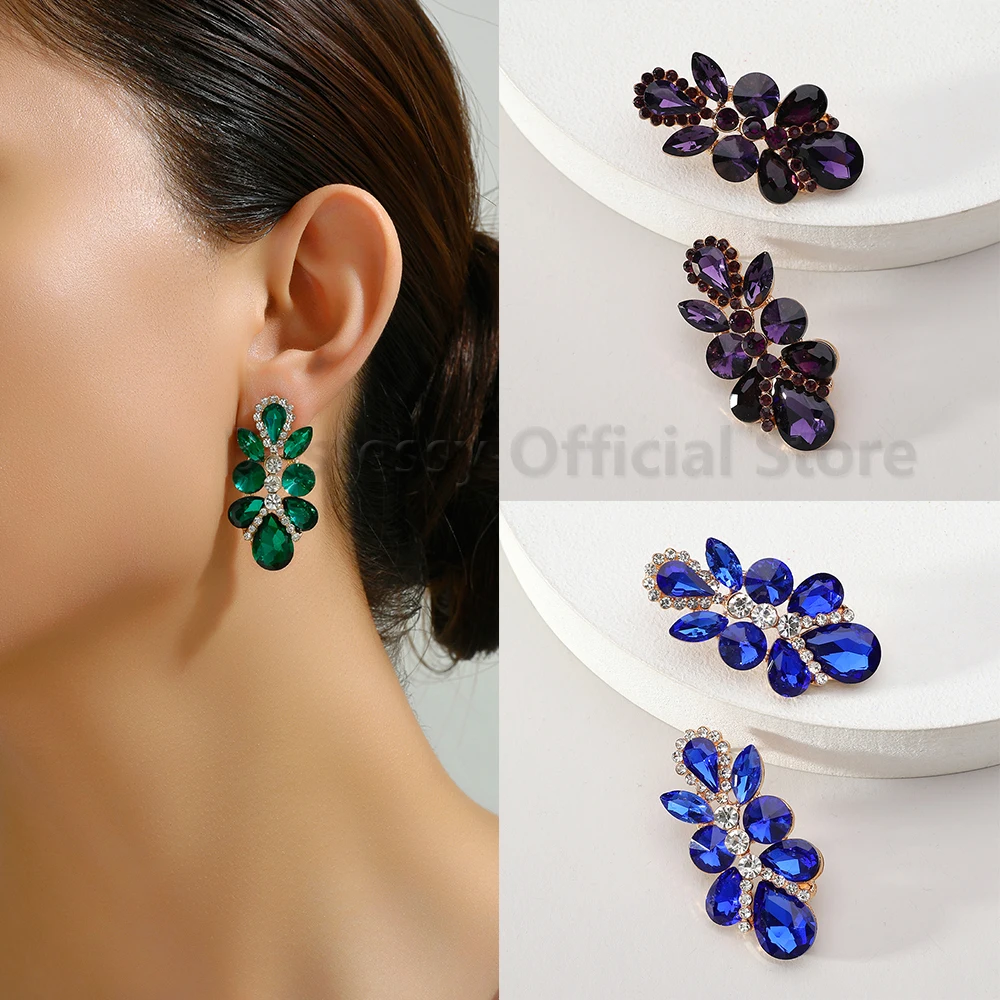 Fashion-Leaf-Shape-Earrings-For-Women-Luxury-Design-Multicolour-Glass-Piercing-Ear-Accessories ...