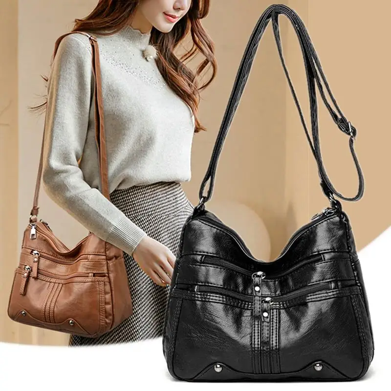 Women-Soft-Shoulder-Bag-PU-Leather-Purse-Solid-Messenger-Crossbody-Bags ...