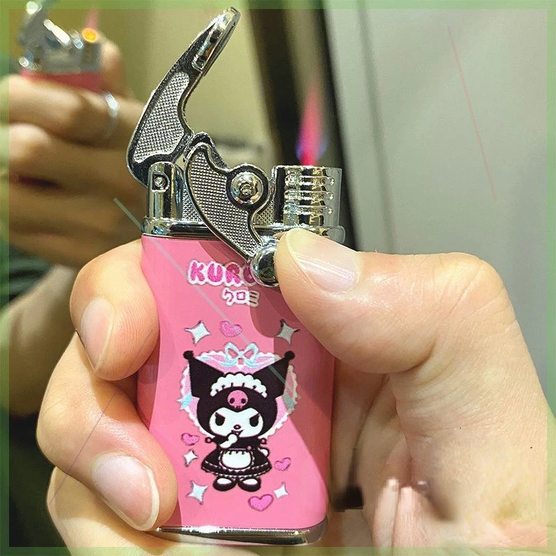 Sanrio-Cartoon-Lighter-para-homens-e-mulheres-Pink-Flame-Windproof ...
